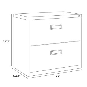 Hirsh 30 Inch Wide 2 Drawer Fully Assembled Steel Construction Metal Organizer Lateral File Cabinet for Home or Office with Built in Lock, Black