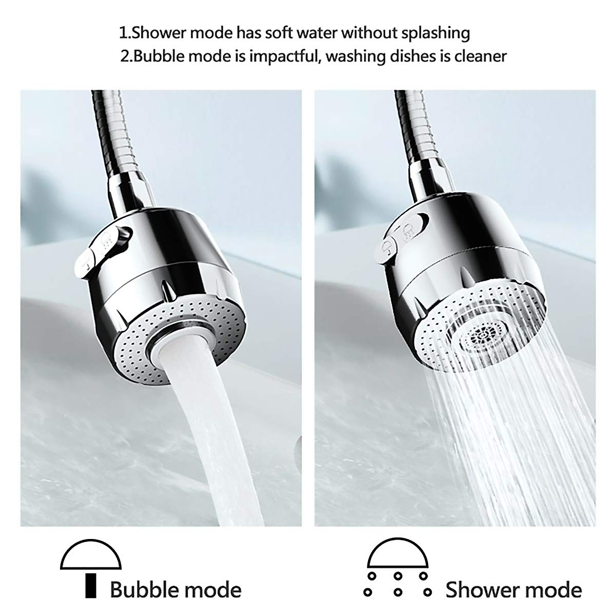 ECYC 360 Rotatable Bent Water Saving Tap Aerator Diffuser Faucet Nozzle Filter Water Swivel Head Kitchen Faucet Adapter Bubbler