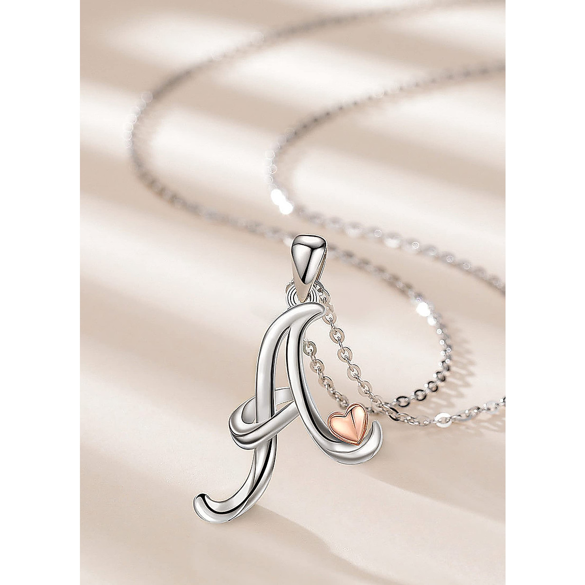 CELESTIA Gifts for Women Sterling Silver Initial Necklaces for Women Letter Pendant A Monogram Necklaces Alphabet Heart Initial Jewelry