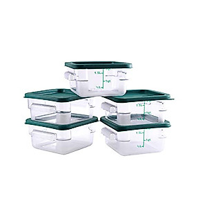 Hakka 2 Qt Commercial Grade Square Food Storage Containers With Lids,Polycarbonate,Clear - Case of 5