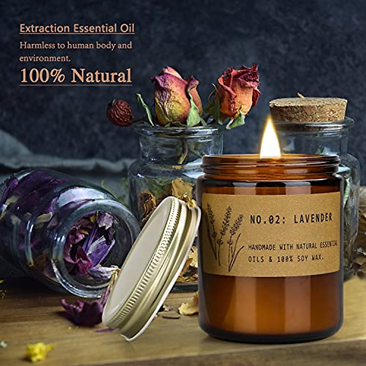 4 Pack Candles for Home Scented, Aromatherapy Lavender Candles Set, 28 oz 200 Hour Long Lasting Soy Jar Candles, Strongly Fragrance Candles Gifts Set for Women, Birthday, Mother's Day Present