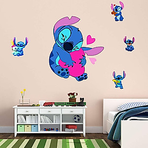 SKTFFR Lilo & Stitch Wall Stickers Cartoon Wall Decals Excellent Vinyl Wall Decor for Girls Room Living Room (Size 17.7 x 23.7 inch)
