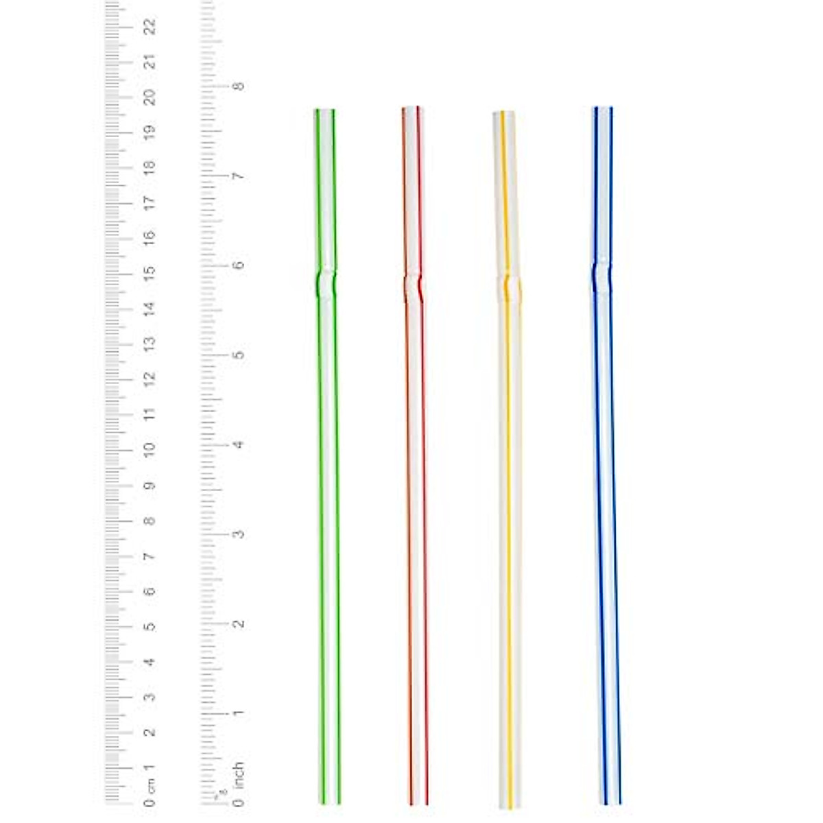 [500 Count] Flexible Disposable Plastic Drinking Straws - 7.75" High - Assorted Colors Striped