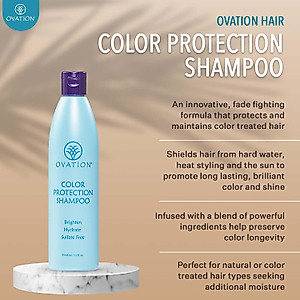 Ovation Color Protection Shampoo - Brightens and Hydrates Treated Hair - 12 oz - With Rice Bran, Avocado, Passionfruit Seed Oils