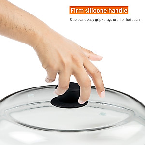 Bezrat Microwave Glass Plate Cover | Splatter Guard Lid with Easy Grip Silicone Handle Knob | 100% Food Grade | BPA Free and Dishwasher Safe | Fits Plates and Bowls 11 x 2 inches (Black)