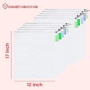 purifyou Set of 10 Reusable Produce Bags | Multipurpose Large (12x14), Farmers Market Bags, Washable Shopping Bags, Gift Bags, Storage for Fruits, Vegetables, Toys, Groceries, Kitchen & Home Organizer