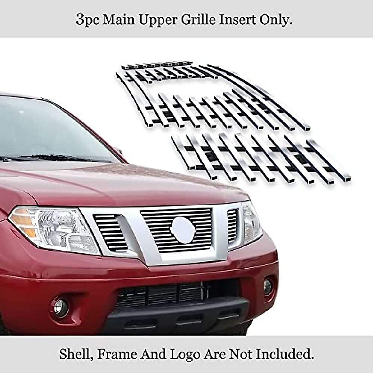 APS Compatible with Nissan Frontier 2009-2021 Main Upper Stainless Steel Chrome Billet Grille Grill Insert N66641A