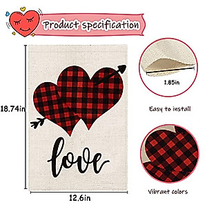 Valentines Day Love Garden Flag Vertical Double Sided Burlap Yard Flags Signs for Valentine’s Day Spring Summer Fall Yard Outdoor Farmhouse Decoration Small