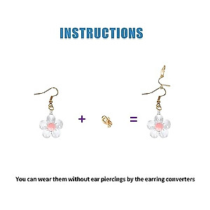 WeKen Women Girls Hair Bow Clip+Pink Ba-bie Flower Necklace Earrings Set Girls Costume Dress Up Accessories for Girls Women 3 Piece (Wig not Included)