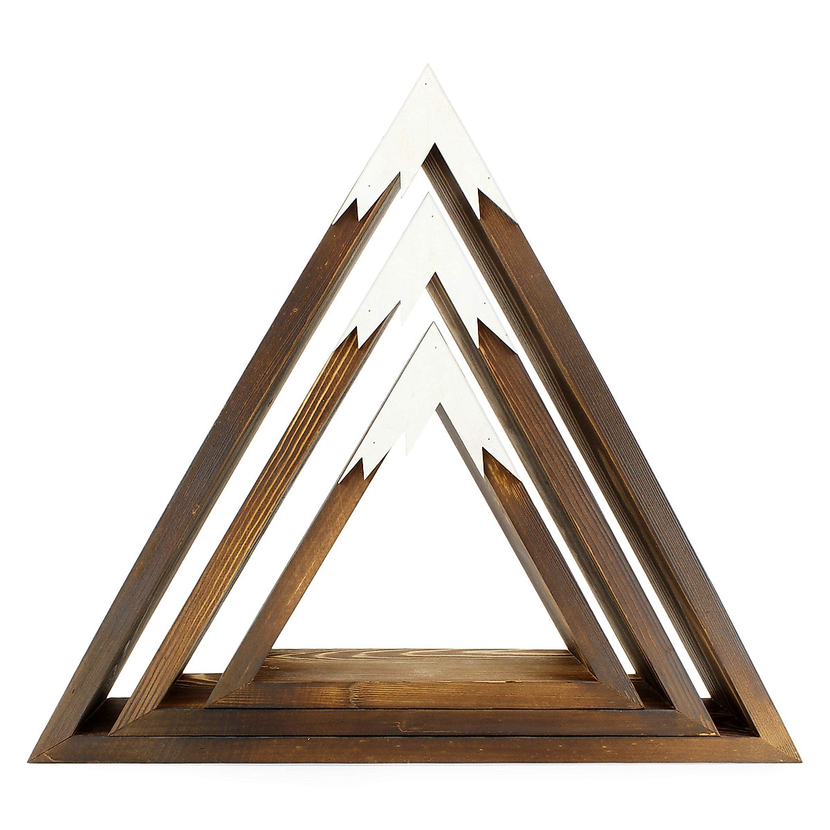 AuldHome Design Rustic Boho Mountain Shelves (Nesting Set of 3); Mountain-Shaped Wooden Floating Decorative Shelves