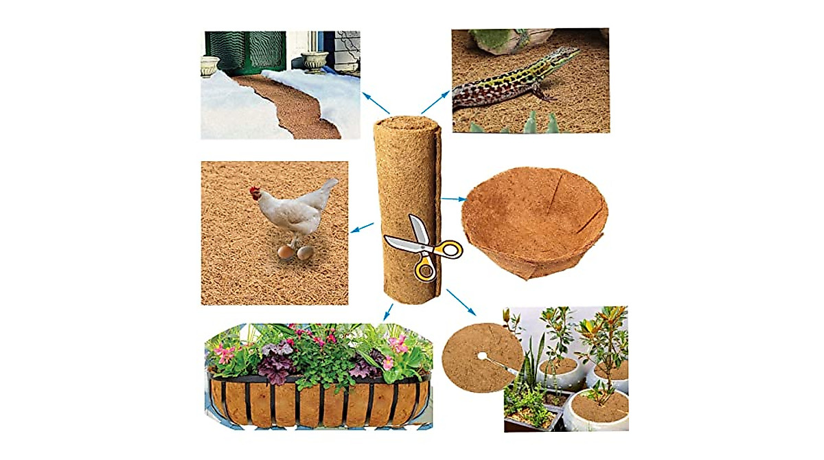 SUNYAY Natural Coco Mat for Planters & Pets - 12x80 Inch
