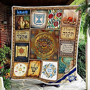 Messianic Seal Sherpa Blanket, Blanketed for Jewish P657, Adult Fleece Throw Blankets Bedding Blanket Reversible All Season Usage-Decorative Blanketed-Artwork Sherpa Blanket-Jewish's Gifts