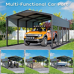 12x20FT Metal Carport,Heavy Duty Car Port with Reinforced All-Metal Frame,Galvanized Steel Outdoor Garage for Snow,Waterproof Car Shelter for Pickup, Boat,Car,Tractors