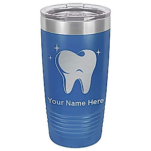LaserGram 20oz Vacuum Insulated Tumbler Mug, Tooth, Personalized Engraving Included (Dark Blue)