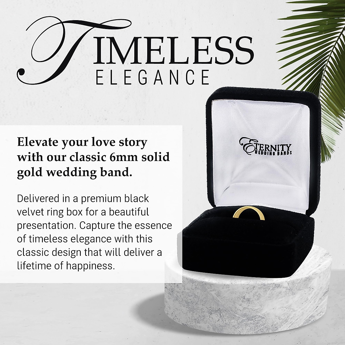 EWB Signature Jewelry Classic 6mm Solid Gold Wedding Band in 14K Yellow Gold, Comfort Fit, Finger Size 9.5