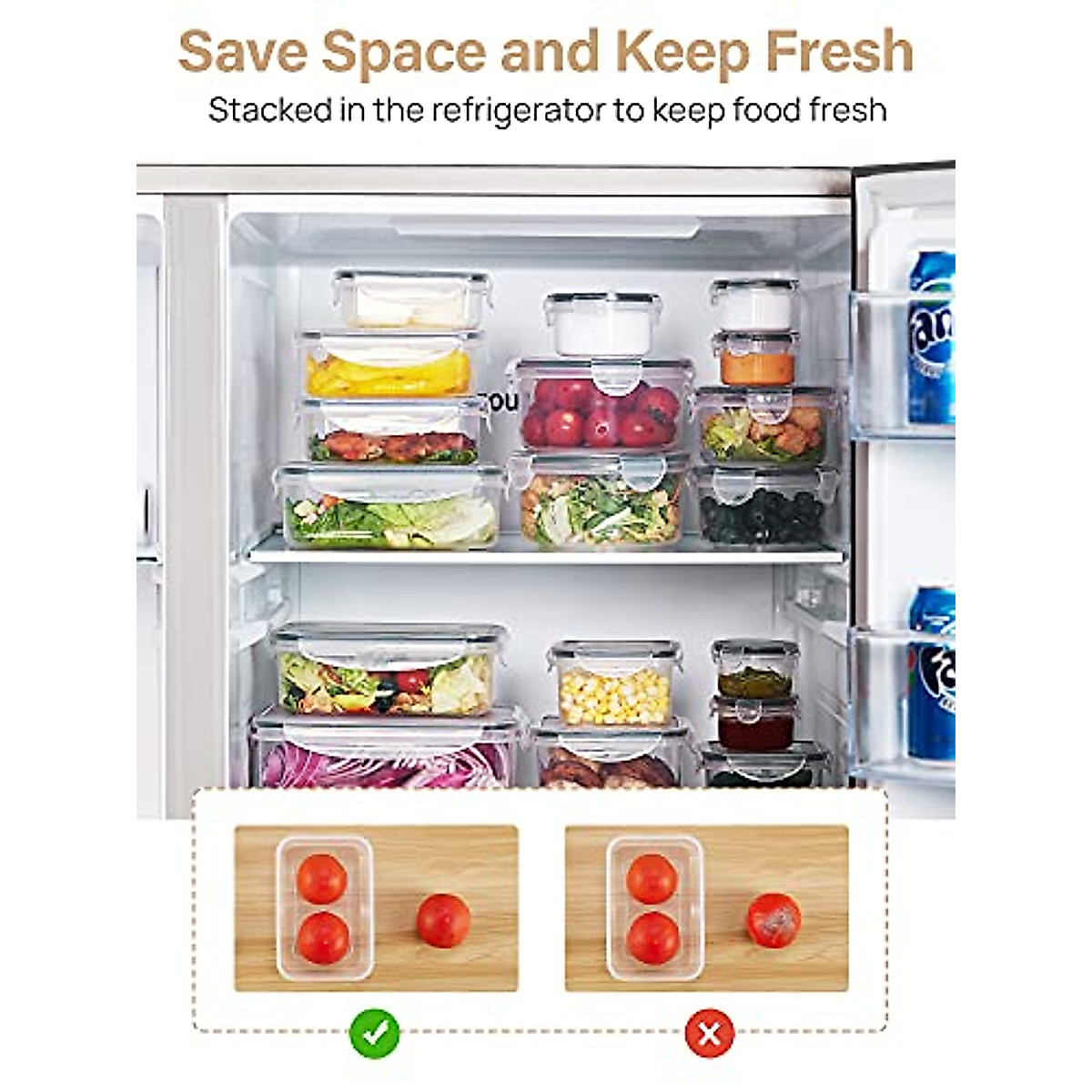 Kootek Food Storage Containers 21 Pack with Lids, Kitchen Airtight Meal Prep Container Reusable Pantry Organization and Storage Plastic Lunch Box Leak Proof Microwavable Dishwasher Safe