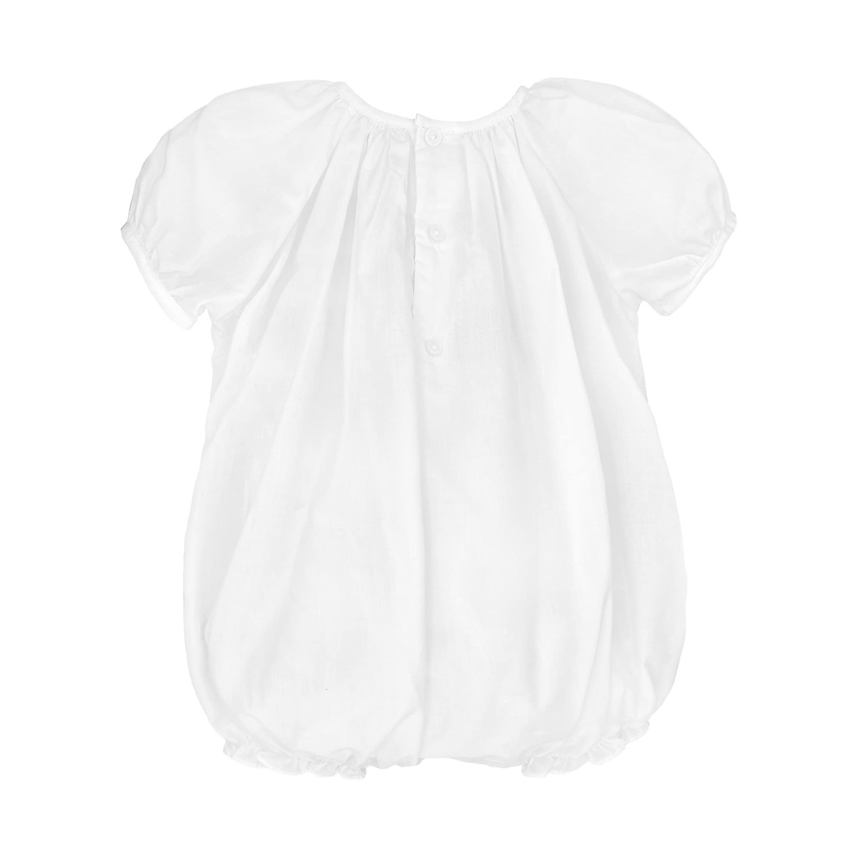 Petit Ami Baby Girls' Hand-Embroidered Smocked Bubble (White, Newborn)