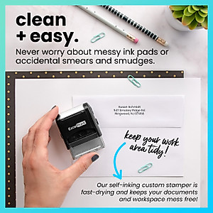 Custom Self-Inking Stamp - Up to 3 Lines - 11 Color Choices and 17 Font Choices