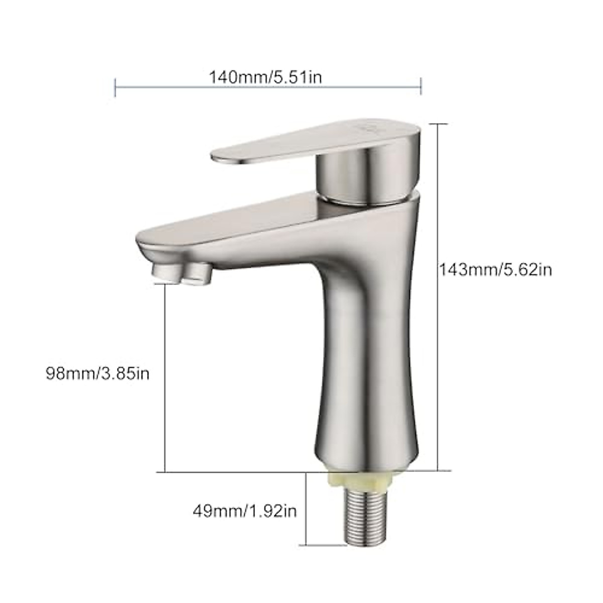 SZYDD Kitchen Faucet Single Levers Bathroom Tap with 60cm Hose Stainless Steels Cold Water Tap Bath Sink Faucet Kitchen Sink Accessories