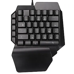 GOWENIC One Handed Gaming Keyboard, 39 Keys Luminous Professional Gaming Keyboard USB Wired Single Hand Mechanical Keyboard with Wrist Rest for PC Gaming
