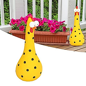 TOTITOM Chicken Statue Silly Chicken Decor Resin Statue Ornaments with Long Neck Handmade Unique Ornament for Home Garden Backyard Decoration(Yellow)