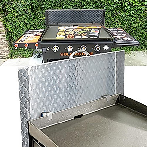Blackstone Griddle Accessories 28 inch Blackstone Griddle Cover, ProFire 28” Griddle Grill Lid Hard Cover Waterproof Aluminum with Stainless Steel Handle Diamond Plate Front or Rear Grease Griddle