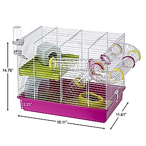 Ferplast Laura Small Hamster Cage | Fun & Interactive Cage Measures 18.11L x 11.61W x 14.8H & Includes All Accessories