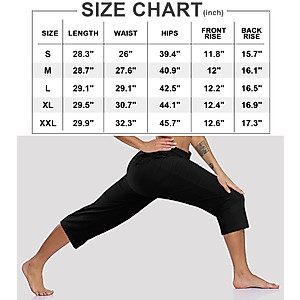 OLIKEME Workout Shorts Women's Capri Yoga Pants Loose Soft Drawstring High Waisted Sweatpants Causal Lounge Pants with Pockets Black