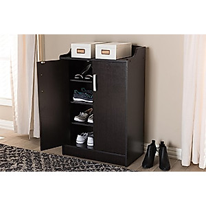 Baxton Studio Garrick Shoe Cabinet, Wenge Dark Brown