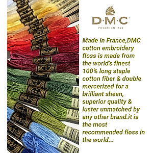 DMC Home Decor Embroidery Floss Set, Assortment Pack of 36 Cotton Thread Kit Bundle with Hand Embroidery Needle Size 3/9 and Threads of DMC Black/White.Cross Stitch String, Yarn Supplies