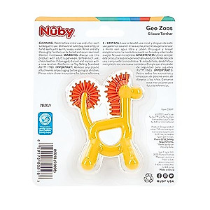 Nuby Silicone Geo Zoos Teether - Giraffe Teething Toy for Babies 3+ Months - Soothes and Massages Sore Gums