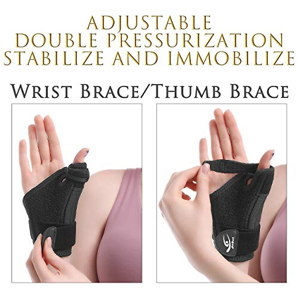 HiRui Wrist Brace Thumb Brace with Thumb Splins Support for Men and Women, Wrist Stabilizer for Sprains Tendonitis Carpal Tunnel Arthritis Pain Relief Recovery (One Size, Right Hand)