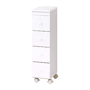 クロシオ(Kuroshio) Crocio Slim Wagon, Laundry Storage, White, with Casters, Width 7.9 inches (20 cm)