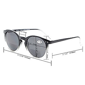 Eyekepper Key Hole Style Spring-Hinged Round Bifocal Sunglasses Sunshine Readers Black-Tortoise +2.0