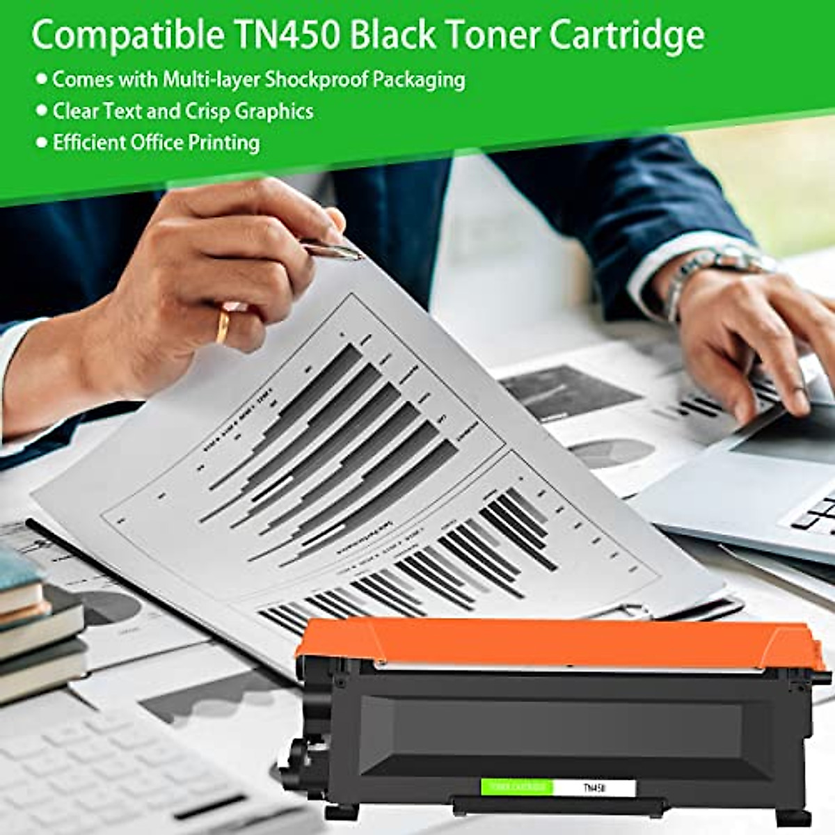 greencycle Compatible Toner Cartridge Replacement for Brother TN450 TN-450 TN420 TN-420 Work with HL-2240 HL-2270DW HL-2280DW MFC-7360N MFC-7860DW Intellifax 2840 2940 Printer ( 10-Pack, Black )