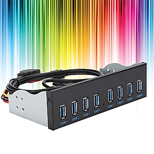 Front Panel USB 3.0 Hub 8 Port,19 Pin to 8 Port USB 3.0 Hub for PC, 8 Ports Hub Optical Drive Extension Front Panel Adapter for PC Computer Case Front Bay