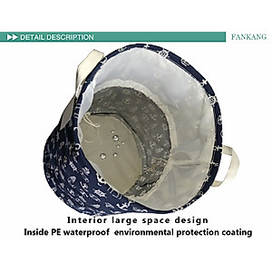 FANKANG Storage Basket, Nursery Hamper Canvas Laundry Basket Foldable with Waterproof PE Coating Large Storage Baskets for Kids Boys and Girls, Office, Bedroom, Clothes,Toys（navy anchor）