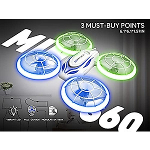 Heygelo S60 Drones for Kids, Mini Drone with LED Lights for Beginners, RC Quadcopter with Altitude Hold and Headless Mode, Full Propeller Protect, 3D Flips, 2 Batteries, Toys Gifts for Boys Girls