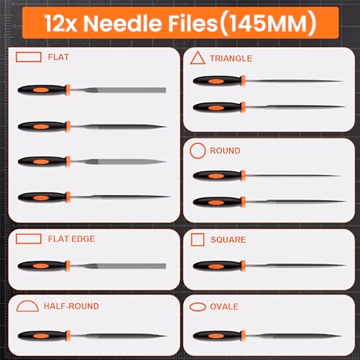 Simniam 18Pcs Professional Files Set, Premium T12 Metal Files with Suitcase, Flat/Triangle/Half-Round/Round Large Files & 12x Needle Files&Cleaning Brush, Perfect for Wood, Metal&DIY Project