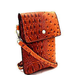 Trendeology Ostrich Print Embossed Small Cellphone Cross Body Bag