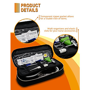 CHELVVG Protective Stethoscope Case, Stethoscope Carrying Bag Travel Case fits for 3M Littmann, Omron, ADC, MDF Stethoscopes with Extra Room for Nurse Accessories, Black