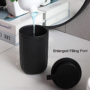 BSDISP Ceramic Foam Hand Dish Liquid Black Soap Dispenser for Bathroom, 12 oz Refillable Lotion Soap Dispenser with Black Pump, Modern Home Bathroom Decor