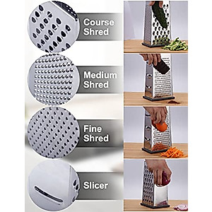Cheese Grater, Box Grater for Cheese Stainless steel Vegetable Slicer Food Shredder 4-Sided Convenience Gadgets for kitchen