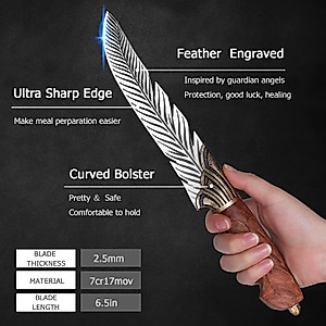 PURPLEBIRD 12 Inch Carving Knife Ultra Sharp Slicing Knife Feather Boning Butcher Knife with Leather Sheath