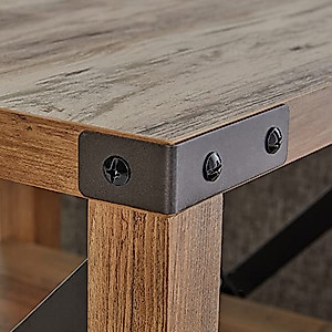 AMERLIFE 18 Inch Farmhouse End Table, Industrial Accent Side Table with 3 Storage Shelves for The Living Room, Rustic Wood Nightstand for Bedroom, X-Shaped Metal Frame Support, Rustic Oak