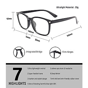 MIGSIR Blue Light Blocking Glasses for Computer Gaming, Fashion Fake Anti Eye Strain Eyeglasses for Women Men