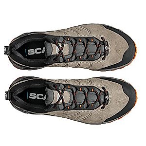 SCARPA Men's Rush Trail GTX Waterproof Gore-Tex Lightweight Hiking Shoes - Taupe/Mango - 8.5