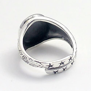 COSUMOSU 925 Sterling Silver Wolf/Kokopelli Open Ring Adjustable for US 6~10 (Wolf)