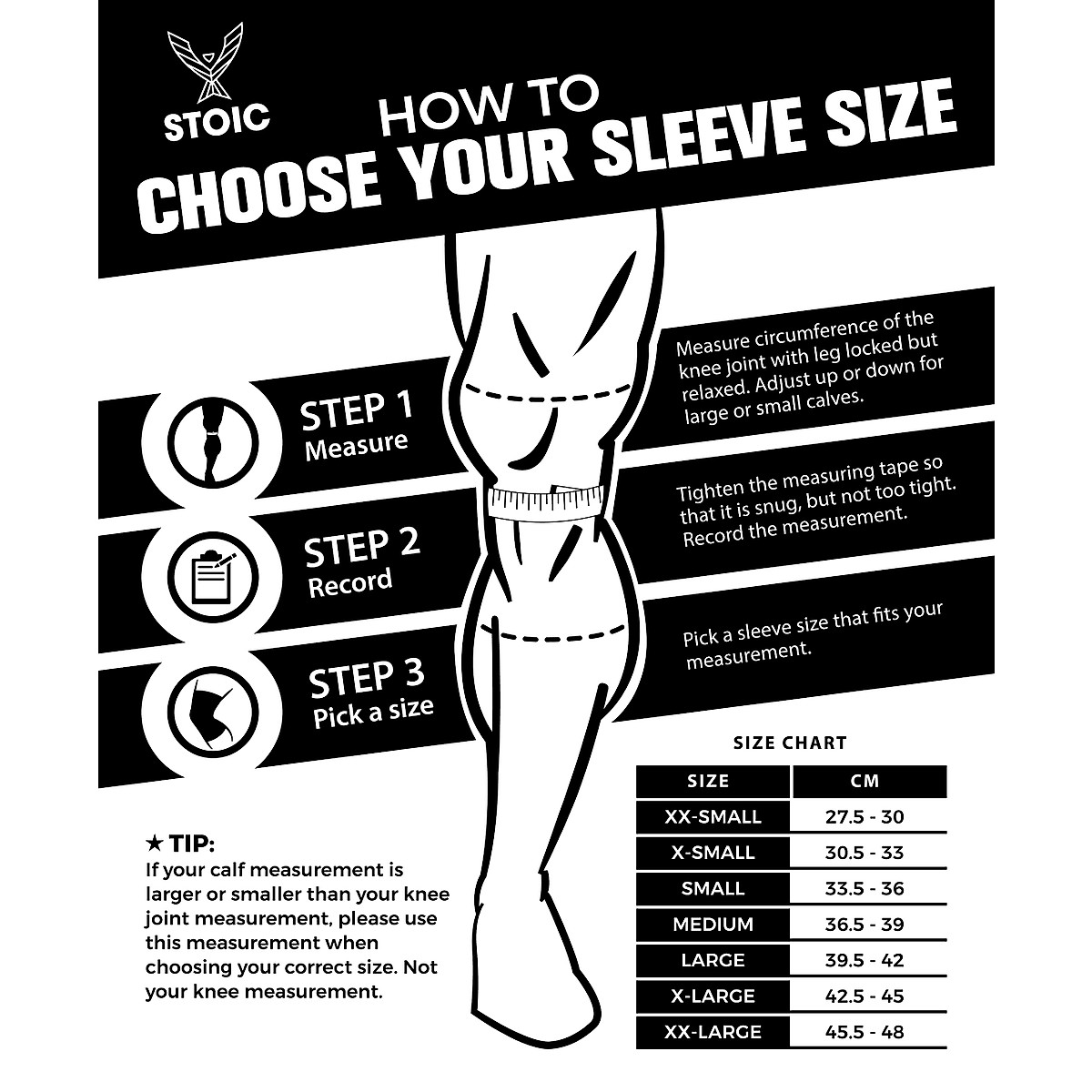 Stoic Knee Sleeves for Men Women - 7mm Neoprene Knee Support for Weightlifting, Powerlifting, Strength Training, Squats, Bodybuilding - IPF Approved Knee Compression Sleeves, 2-Pack (X-Small)