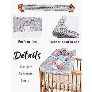 Baby Changing Pad Cover, Super Soft Minky Dot Diaper Changing Table Covers for Baby Girls and Boys, Ultra Comfortable, Safe for Babies, Fit 32"/34'' x 16" Pad (Gray)